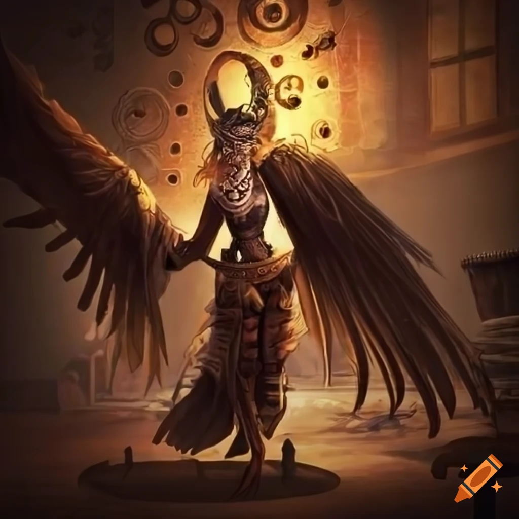 Steampunk harpy design on Craiyon