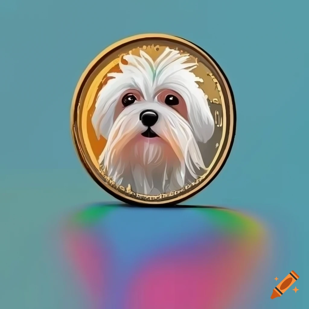 Cartoon character meme coin featuring a maltese dog on Craiyon