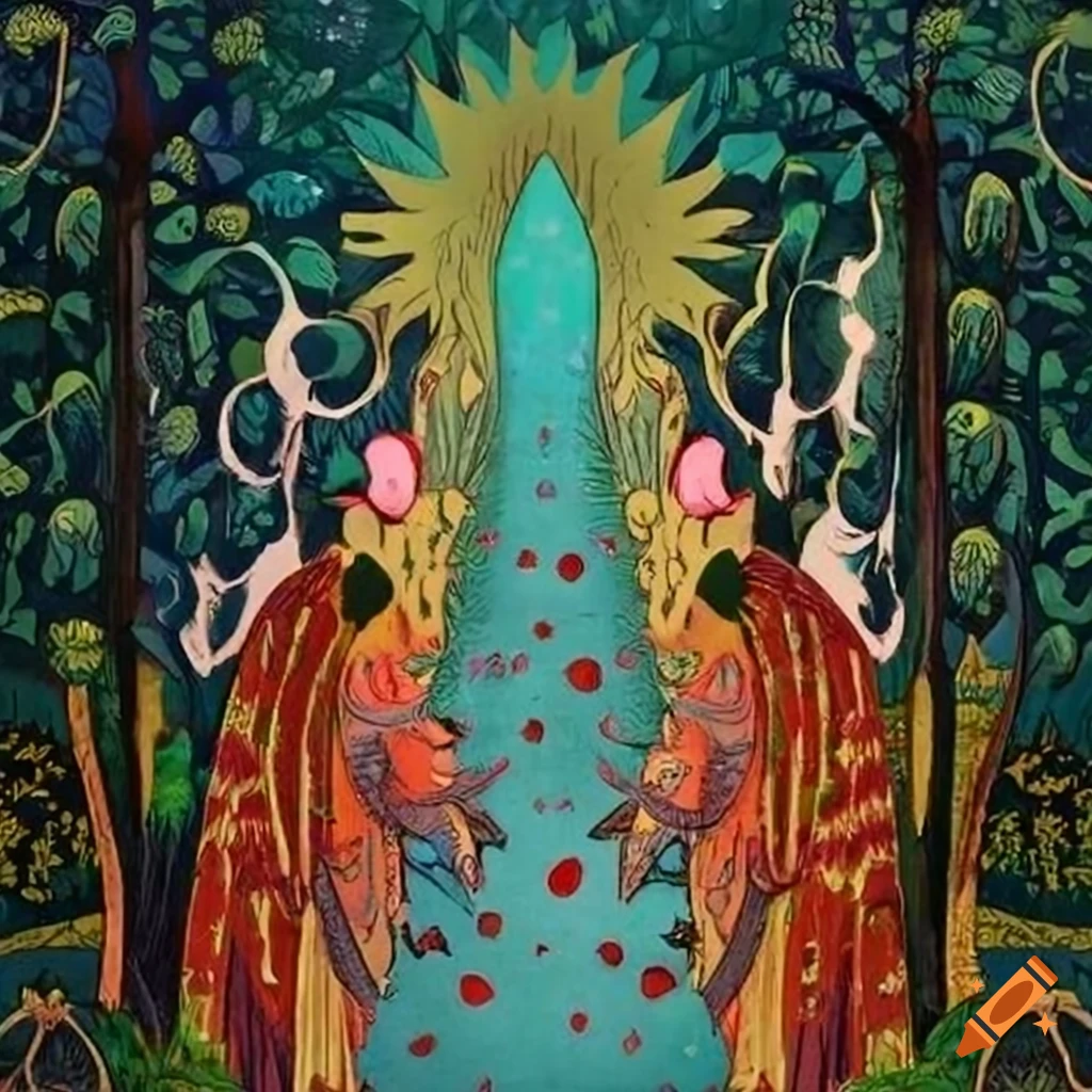 Illustration of a Curandera in a Peacock Cloak from a Russian folk tale ...