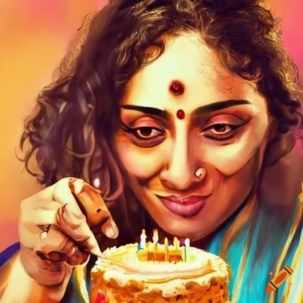 Indian uncle and aunty celebrating her birthday on Craiyon