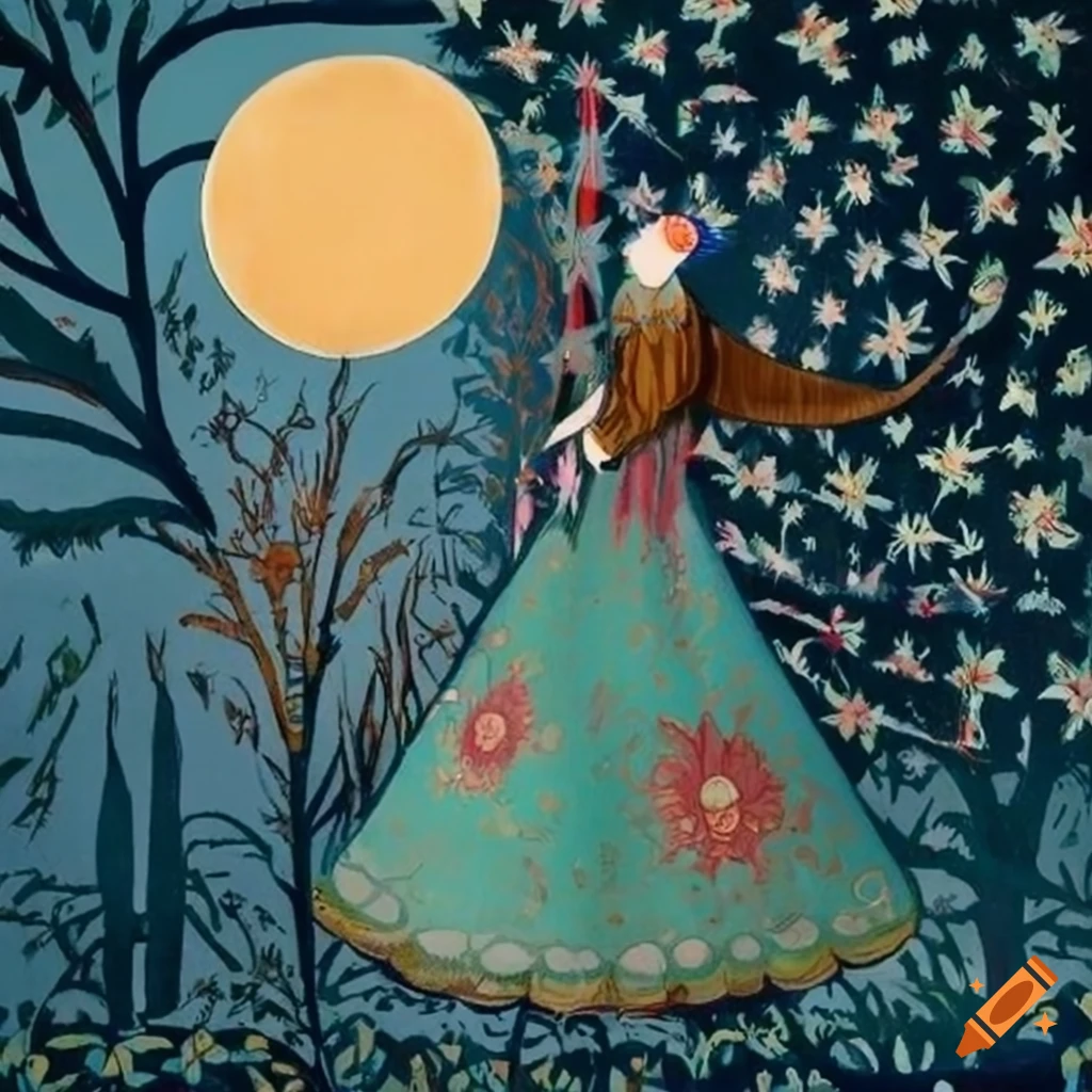 Illustration of a beautiful Curandera wearing a Peacock Cloak in a ...