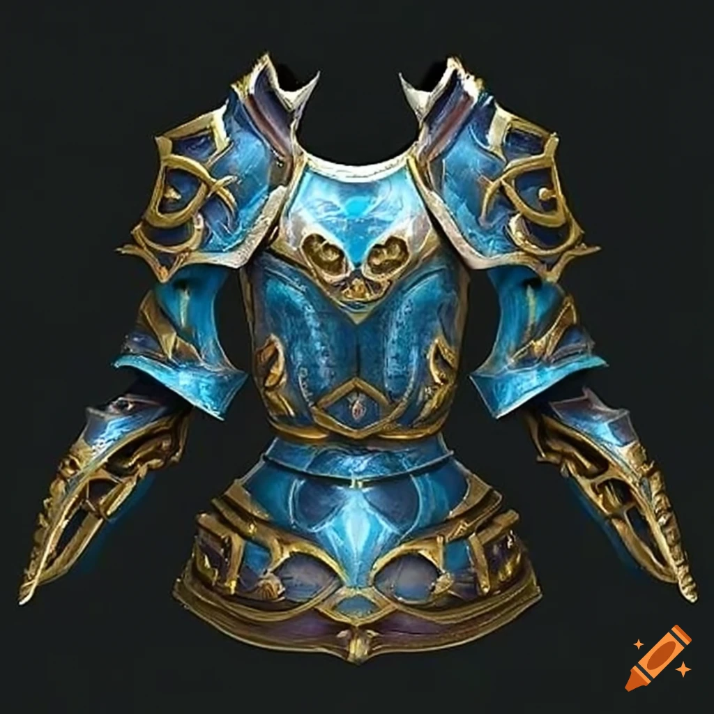 Front view of adorned magic armor on Craiyon