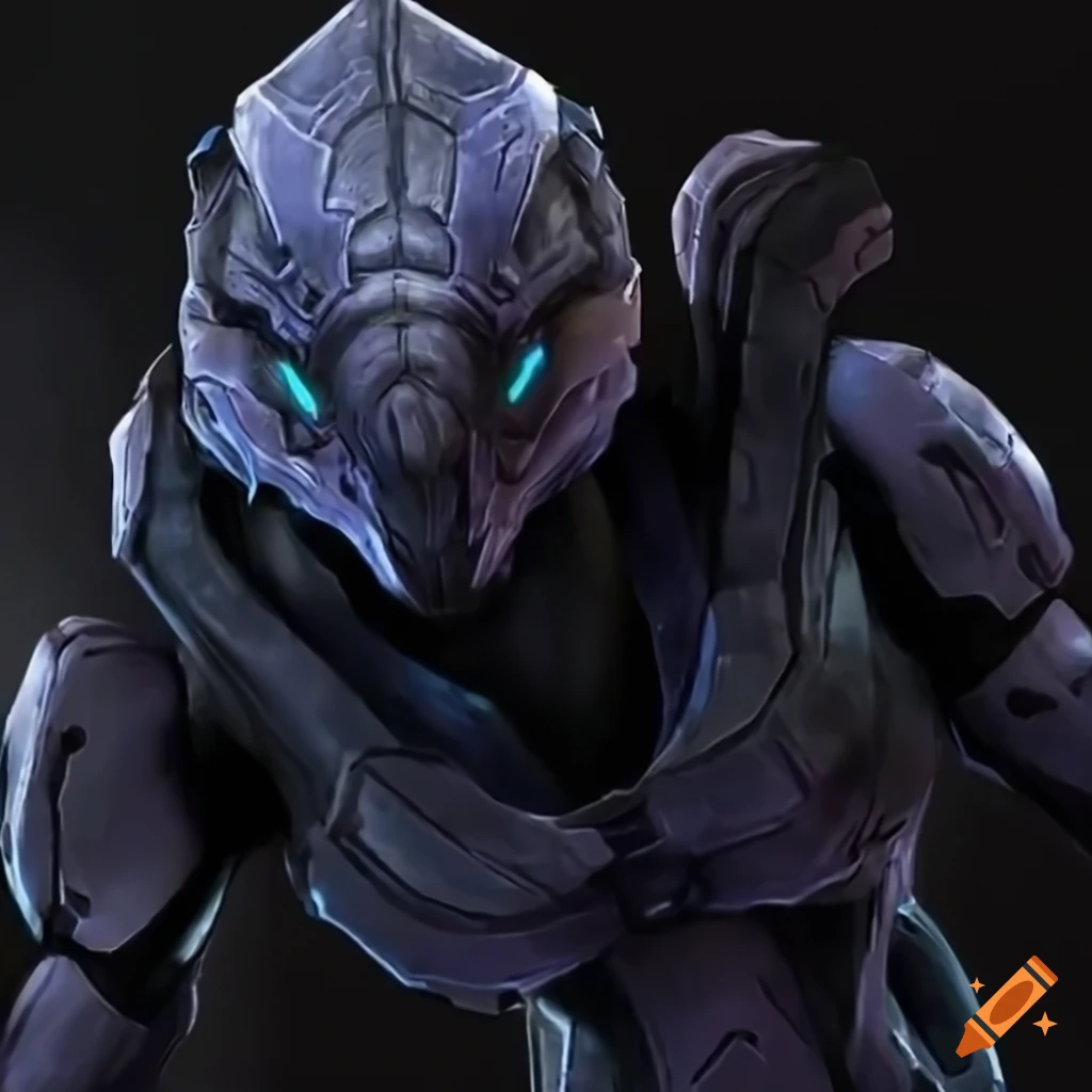 Female sangheili warrior from the halo series on Craiyon