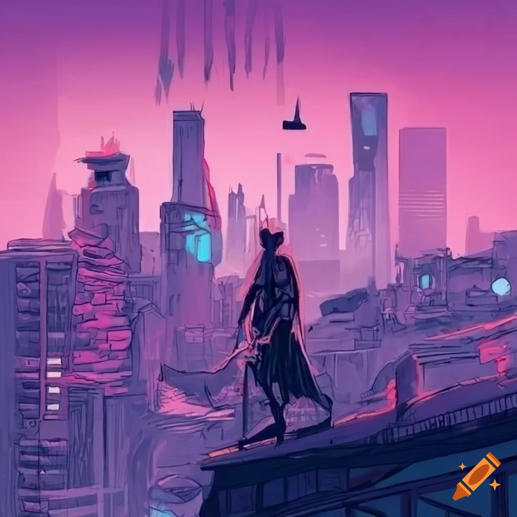 Futuristic samurai on a cyberpunk rooftop on Craiyon