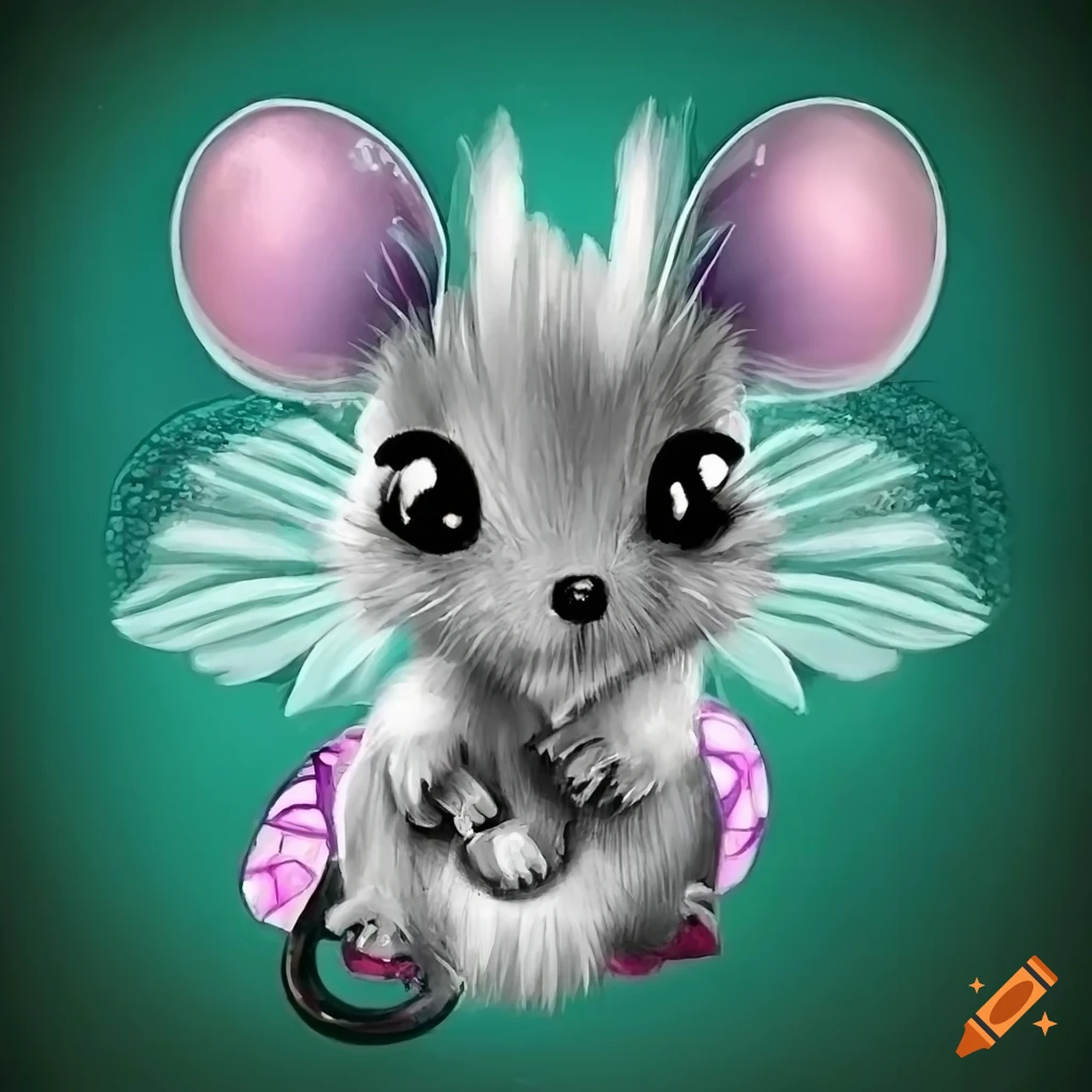 Chibi fairy mouse with butterfly wings in oil painting style on Craiyon