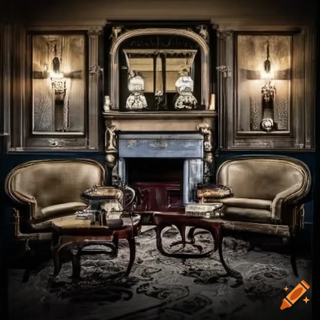 Luxurious victorian lounge interior on Craiyon