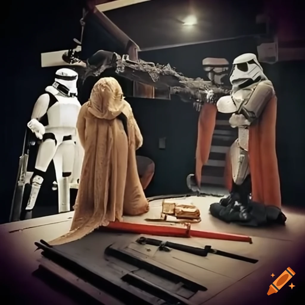 Creative youths building a homemade Star Wars movie set in 1982 on Craiyon