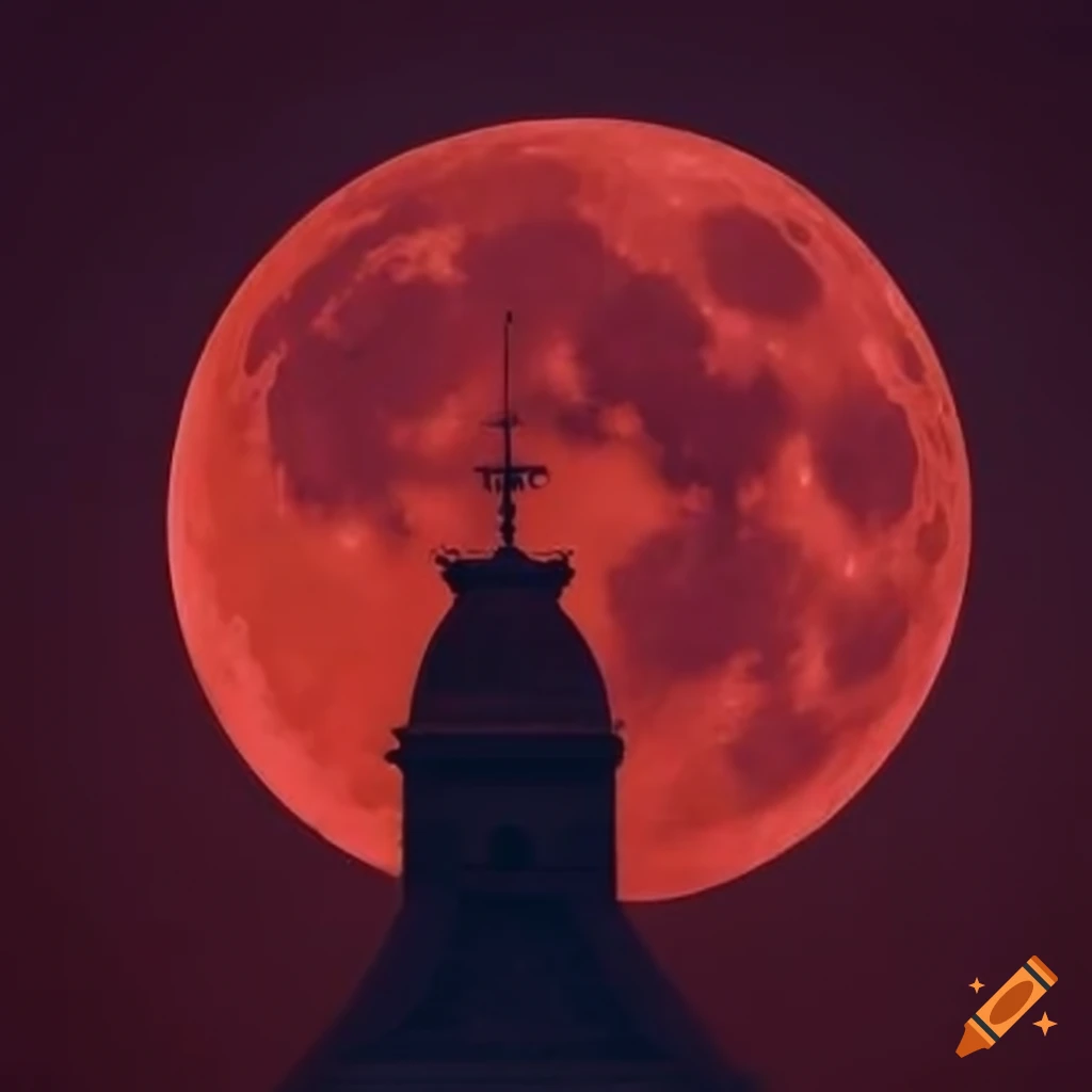 Red crescent moon in a deco style on Craiyon