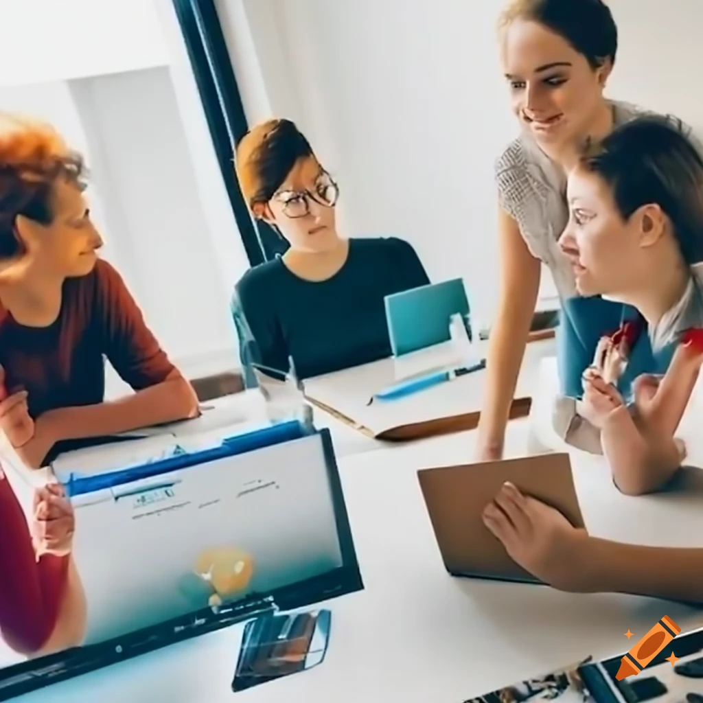 Intellectually engaged students collaborating during a virtual class ...