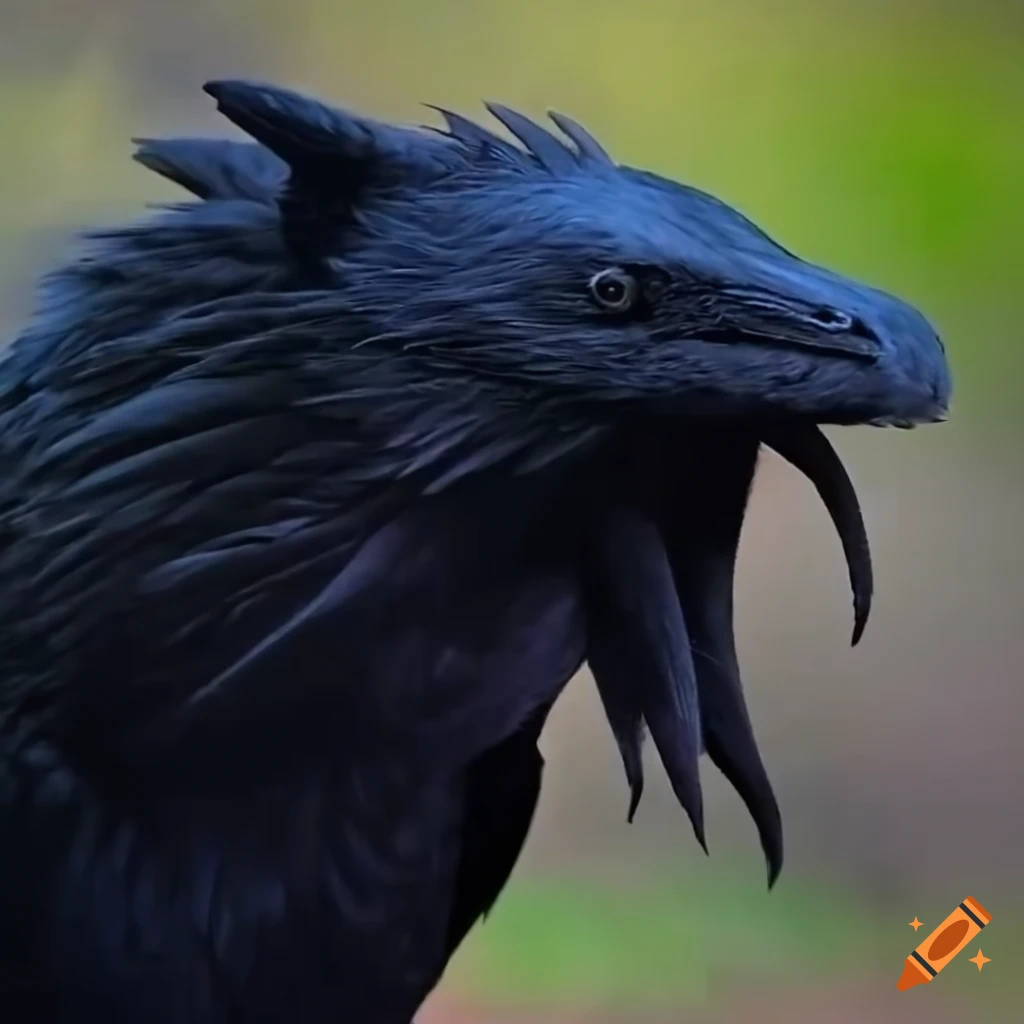 Beautiful black beast resembling a wingless dragon with raven-like ...