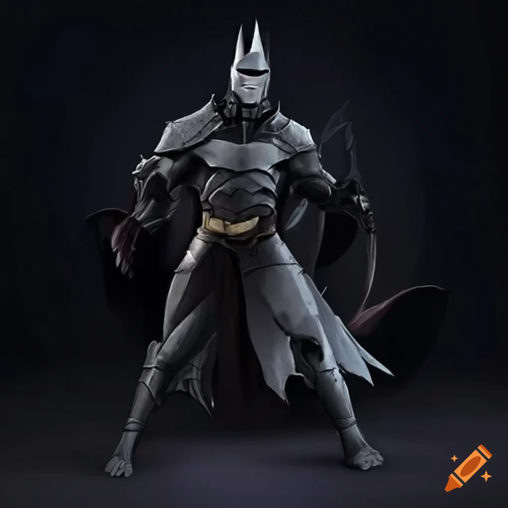 Griffith from berserk fused with batman in black armor with sword on Craiyon