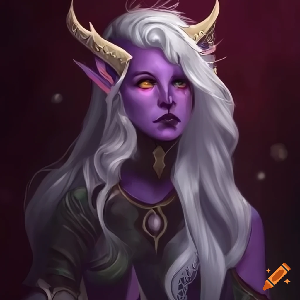 Tiefling sorceress with silver hair, green scales, and white robes ...