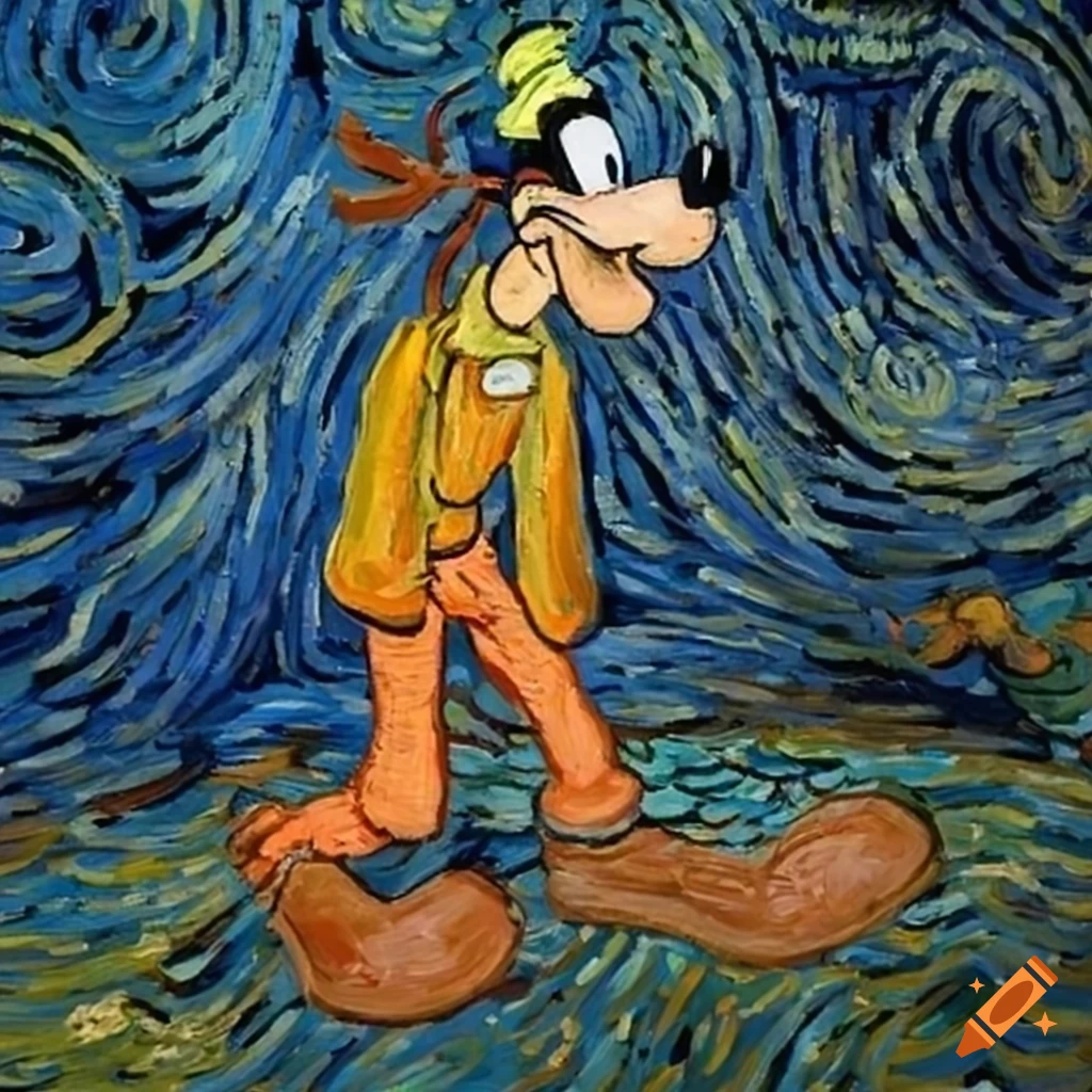 Van Gogh painting of Goofy character on Craiyon
