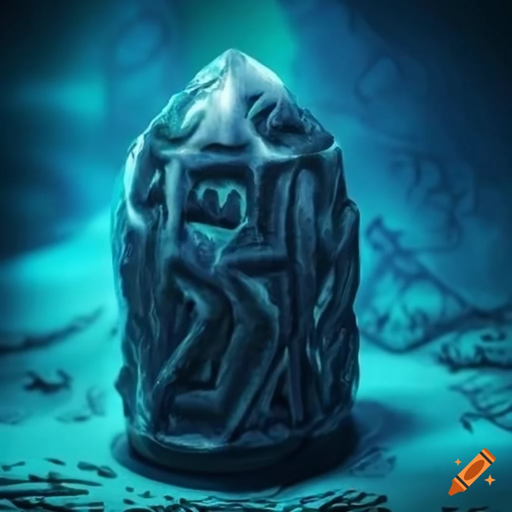 Intricate ice runes carved on a fantastical bullet for rpg on Craiyon