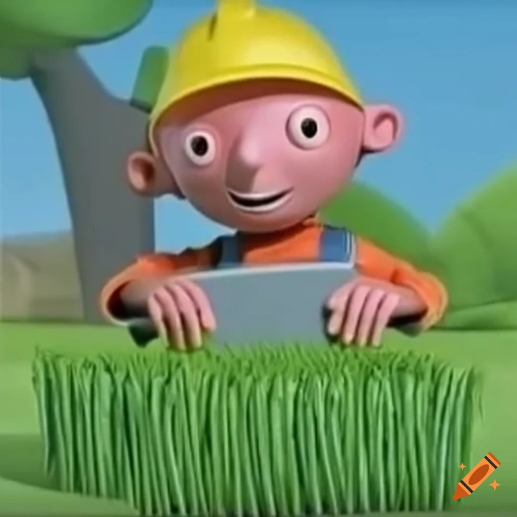 Bob the builder eating grass on Craiyon