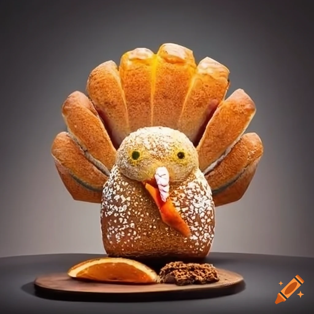 Turkey-shaped orange bread loaf on Craiyon