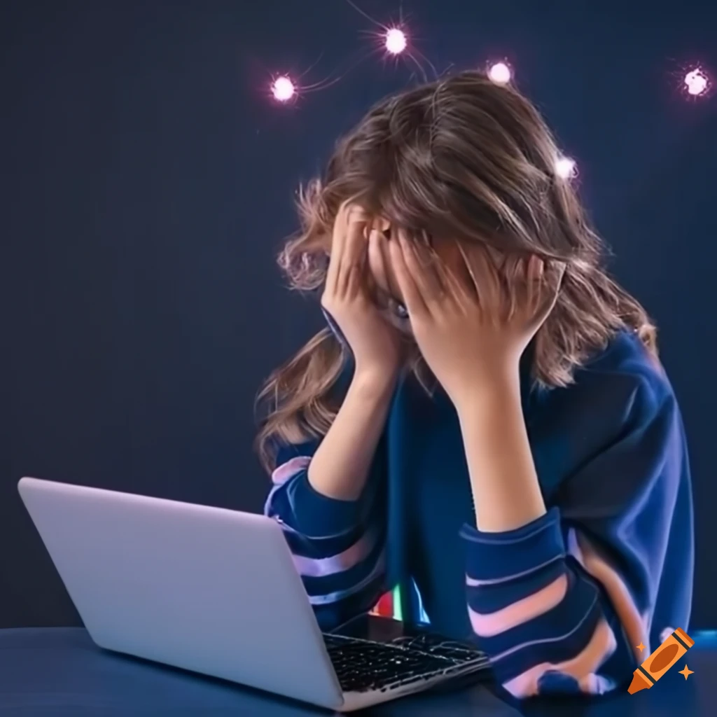 College girl in navy blue wvu hoodie coding on laptop on Craiyon