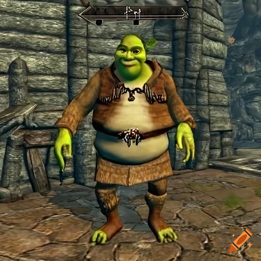 Shrek in skyrim on Craiyon