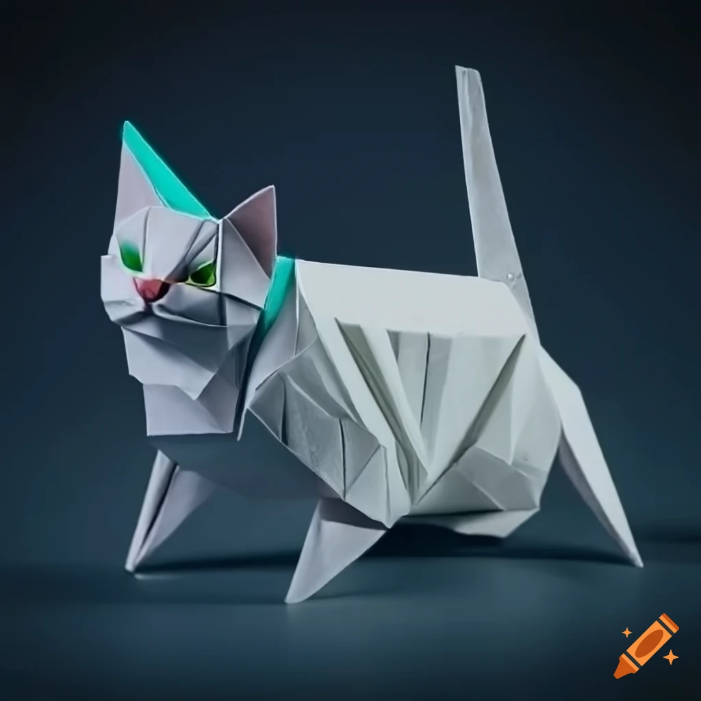 Origami space cat with 2 colors on Craiyon