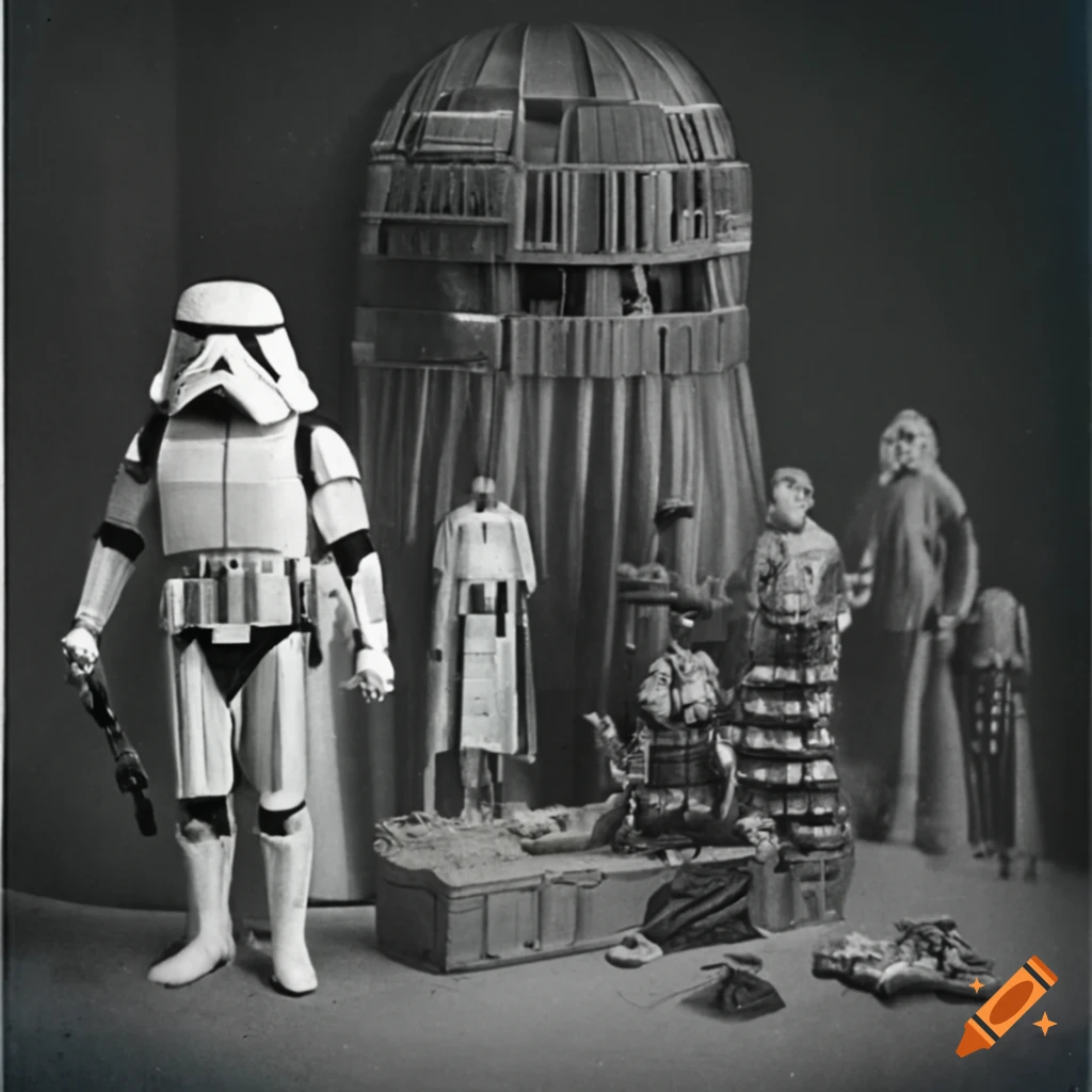 Creative youths building a homemade star wars movie set in 1982 on Craiyon