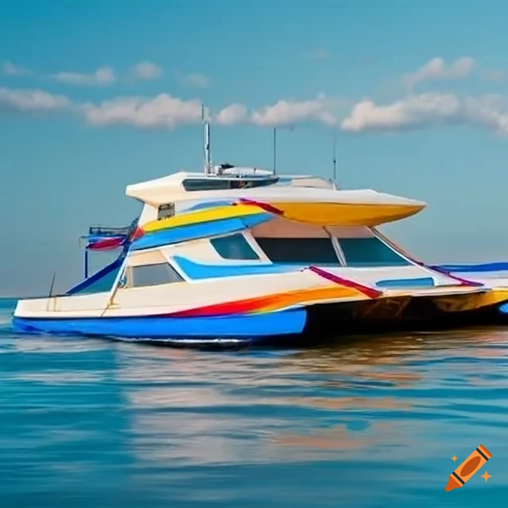 Catamaran boat on the water on Craiyon