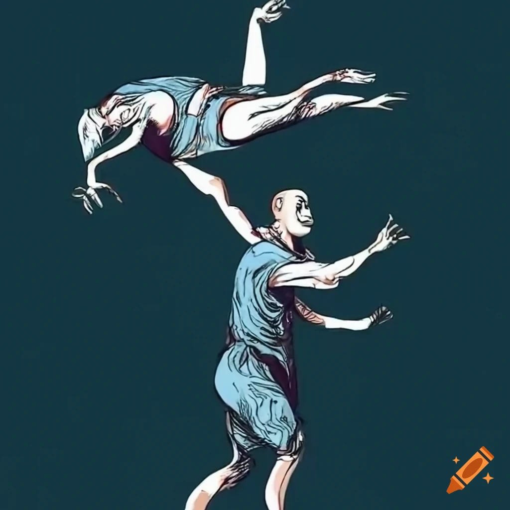 Athlete in a rat costume performing acrobatics in an underground ...