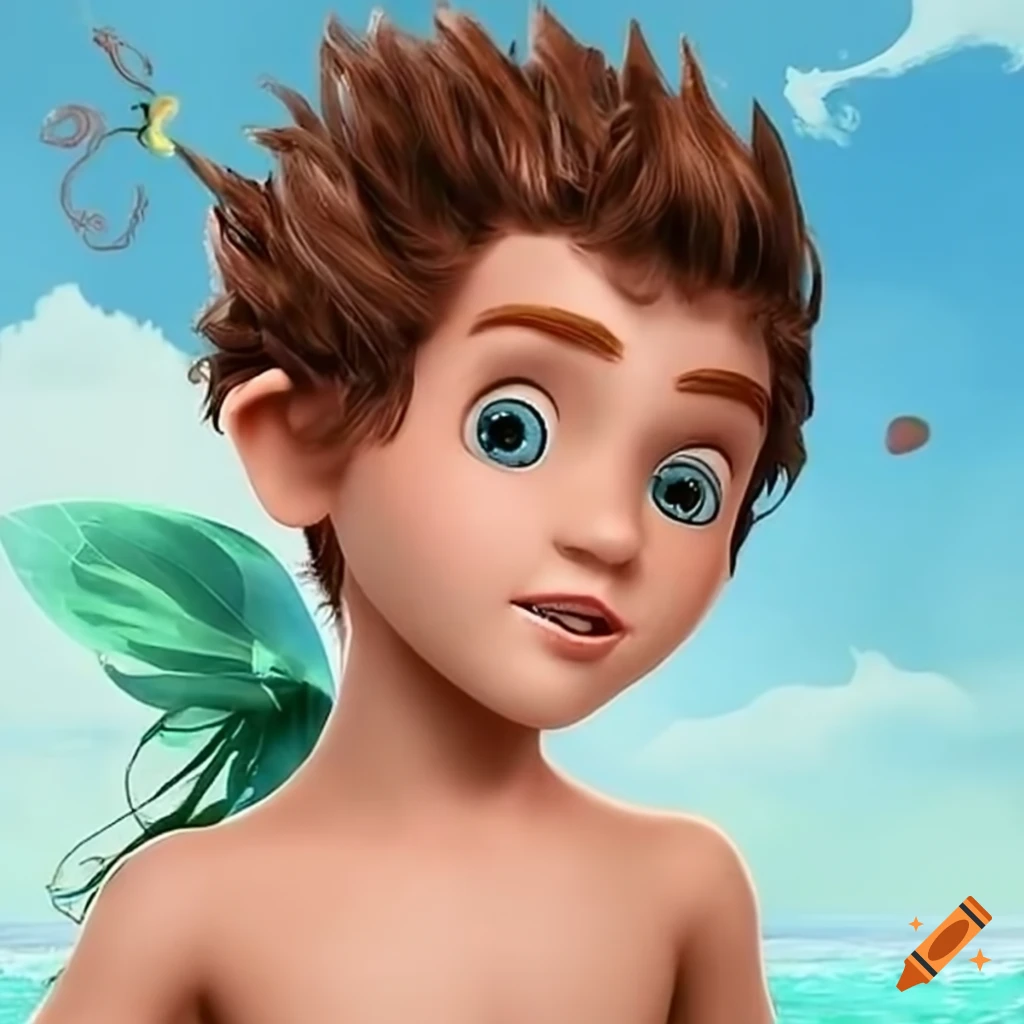 Mermaid boy character from an animated Disney show on Craiyon