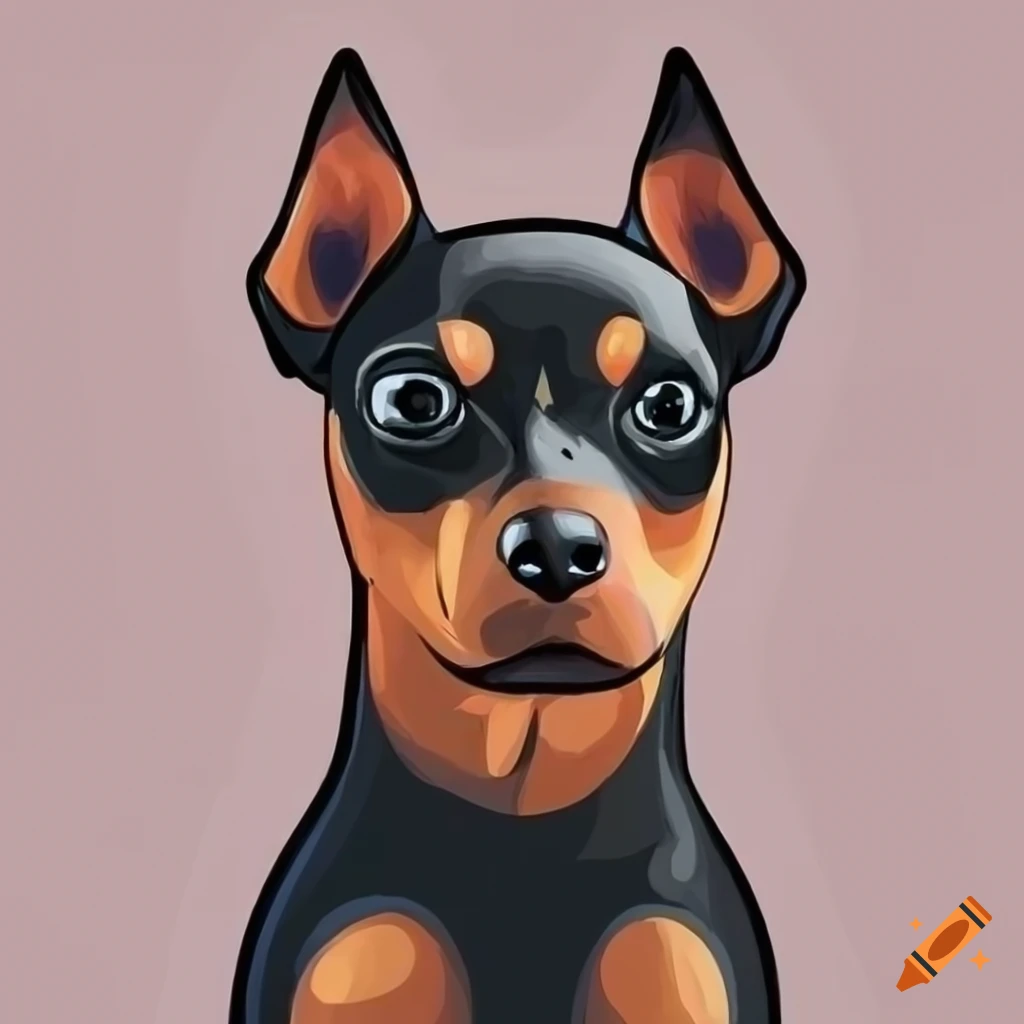 Cartoon black miniature pinscher on Craiyon