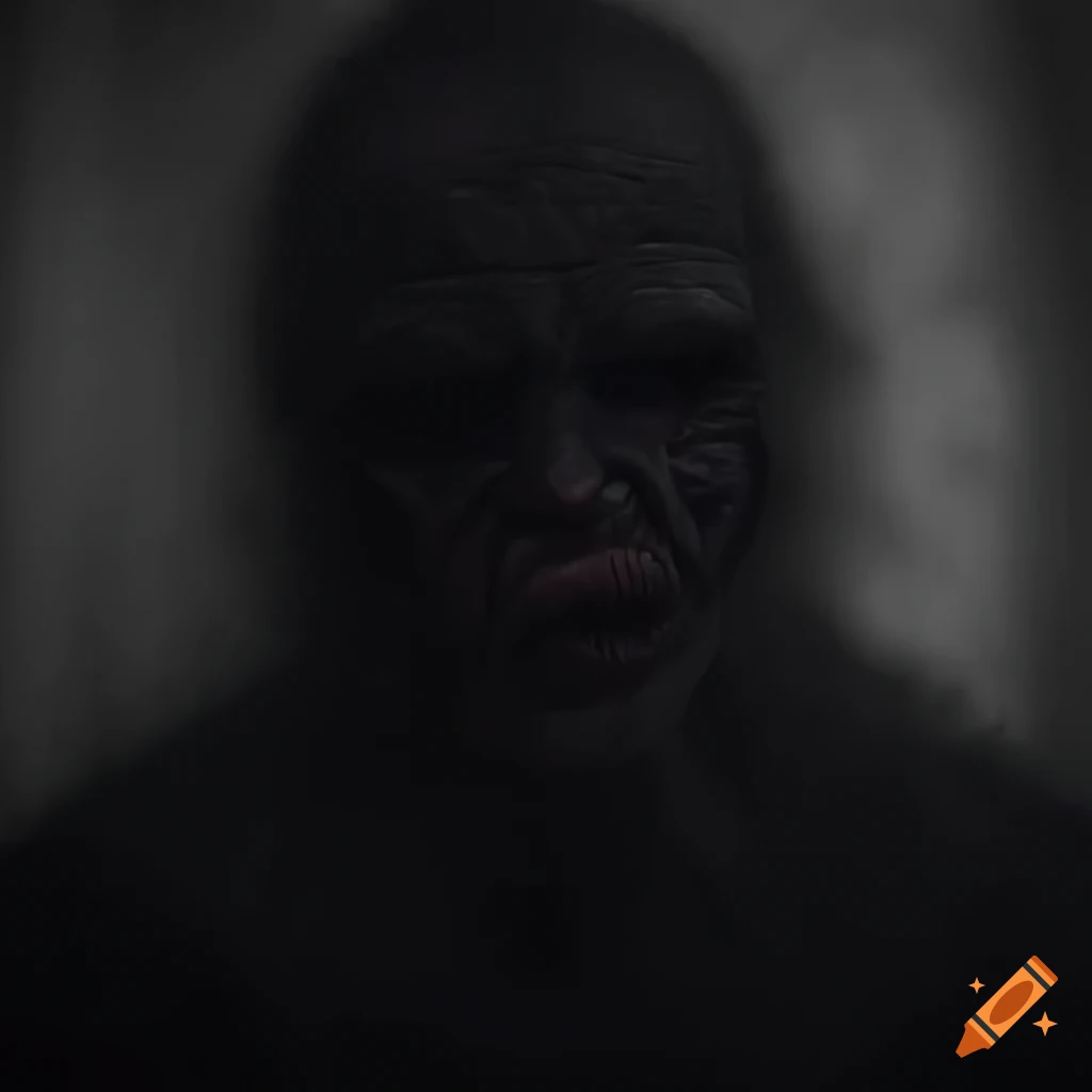 Dark paranormal monster entity in a living room with cinematic lighting ...