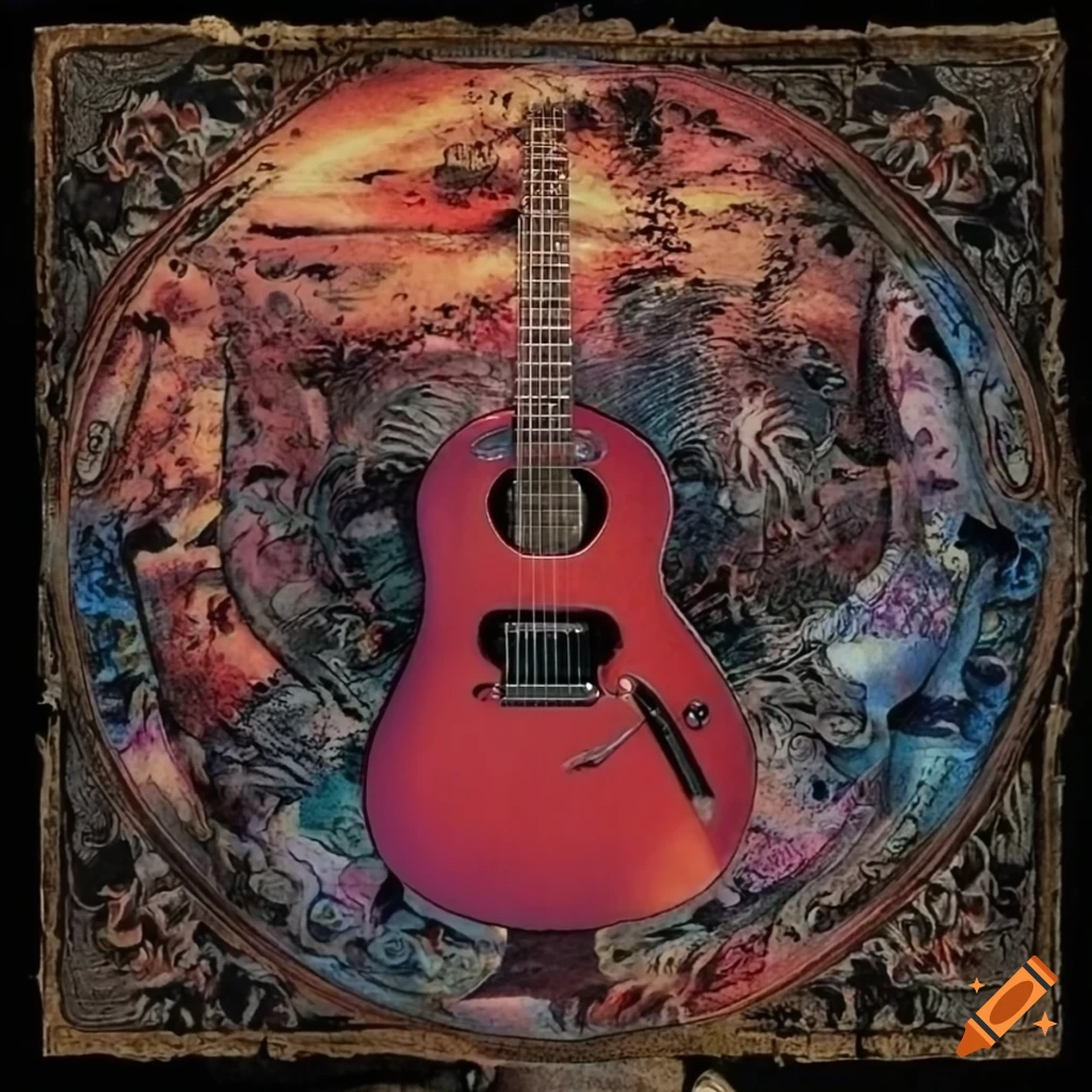 Hard rock music album cover with guitars on Craiyon