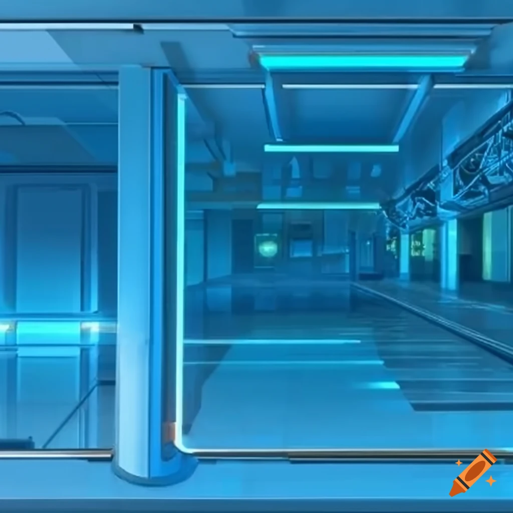 Frutiger Aero background for game with white and blue rooms in anime ...