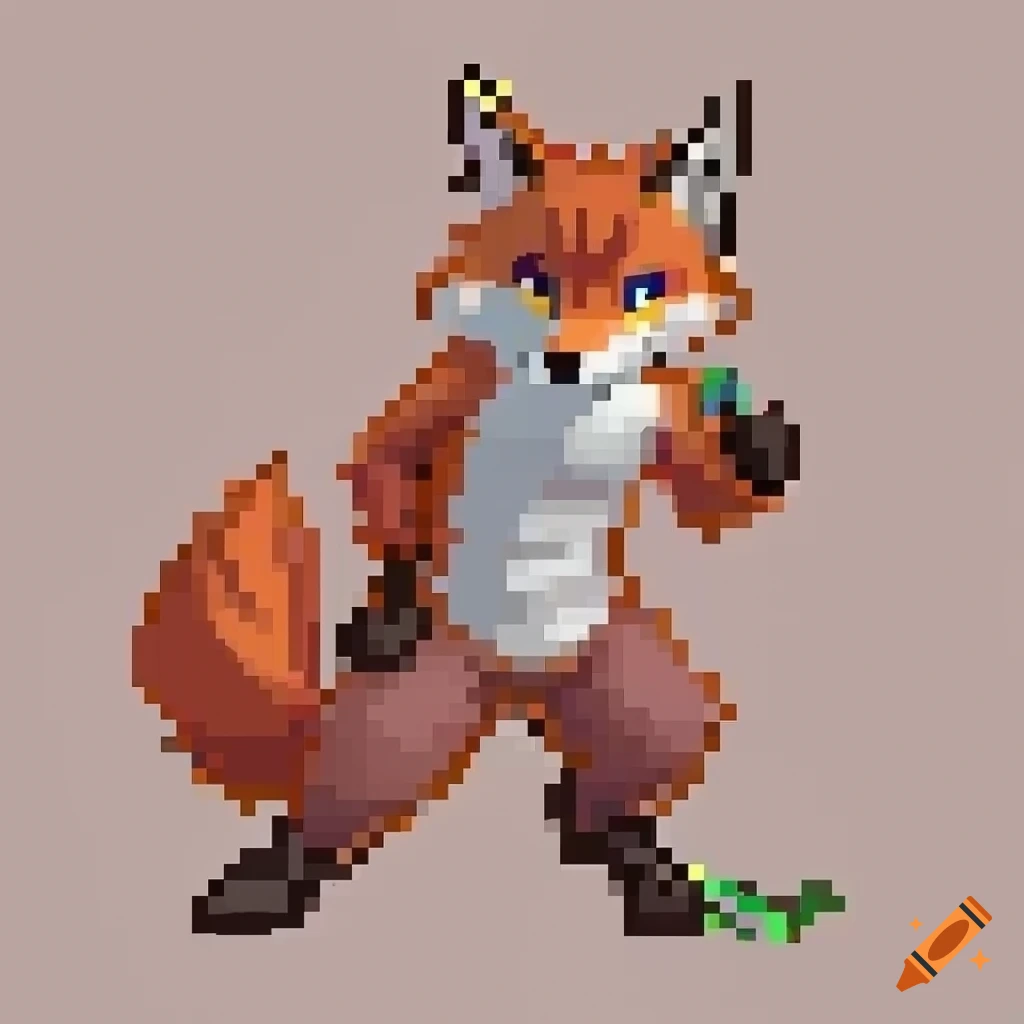 Detailed pixel art of anthro fox on Craiyon