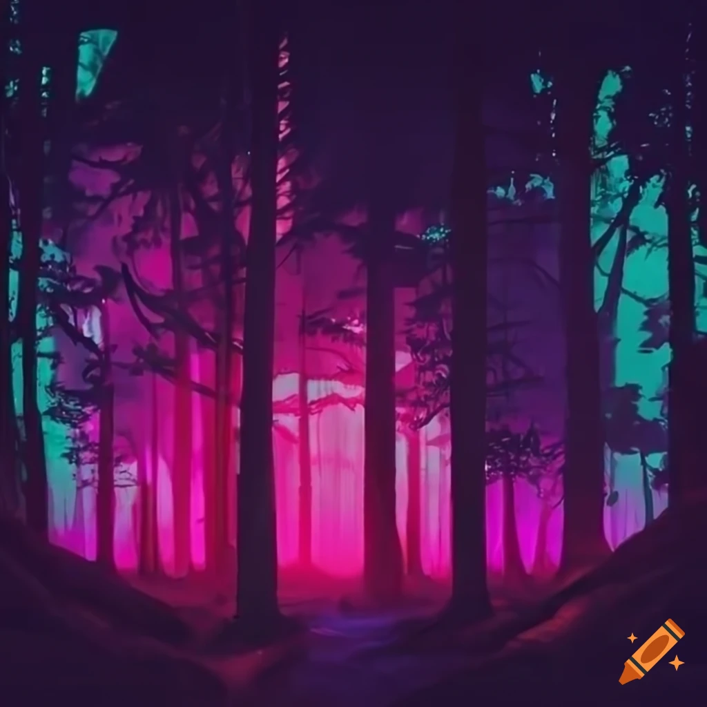 Retrowave forest on Craiyon