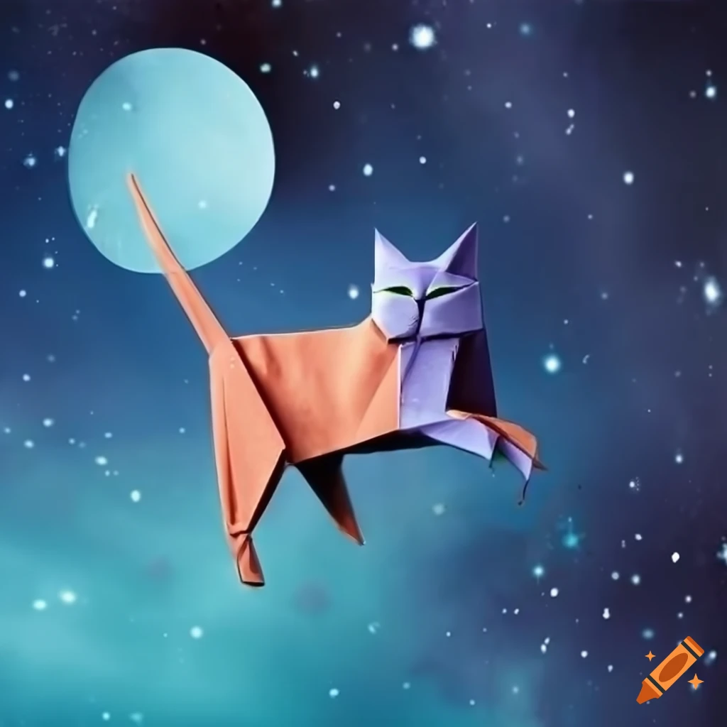 Origami space cat with 2 colors on Craiyon