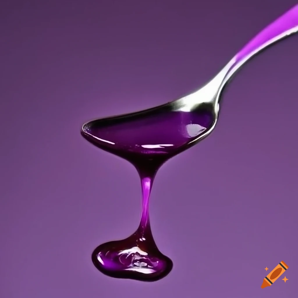 Purple syrup on a spoon on Craiyon