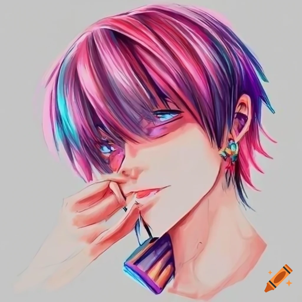 Anime guy with cool funky style and attitude on Craiyon