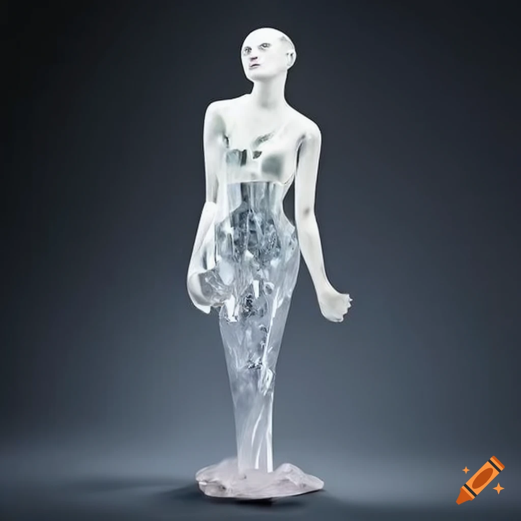 Crystal sculpture depicting a human form on Craiyon