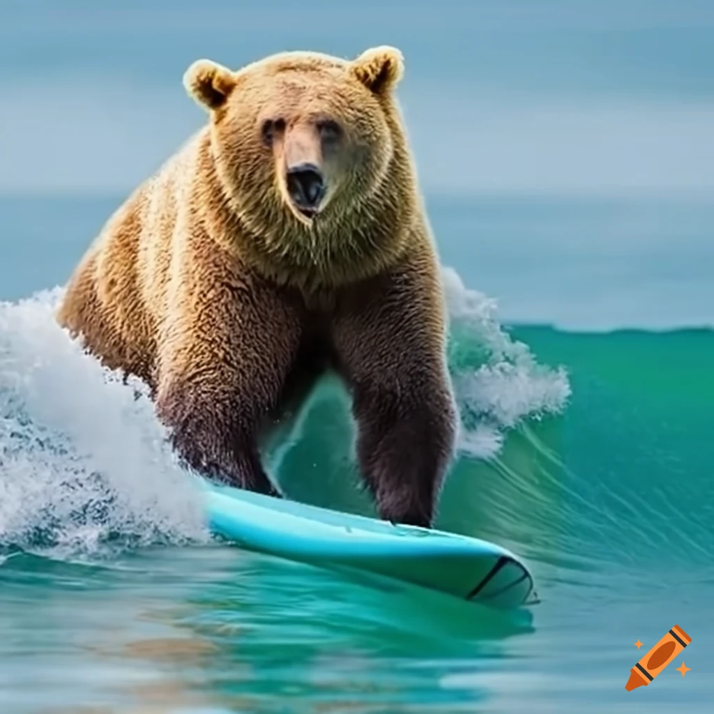 Bear surfing on Craiyon