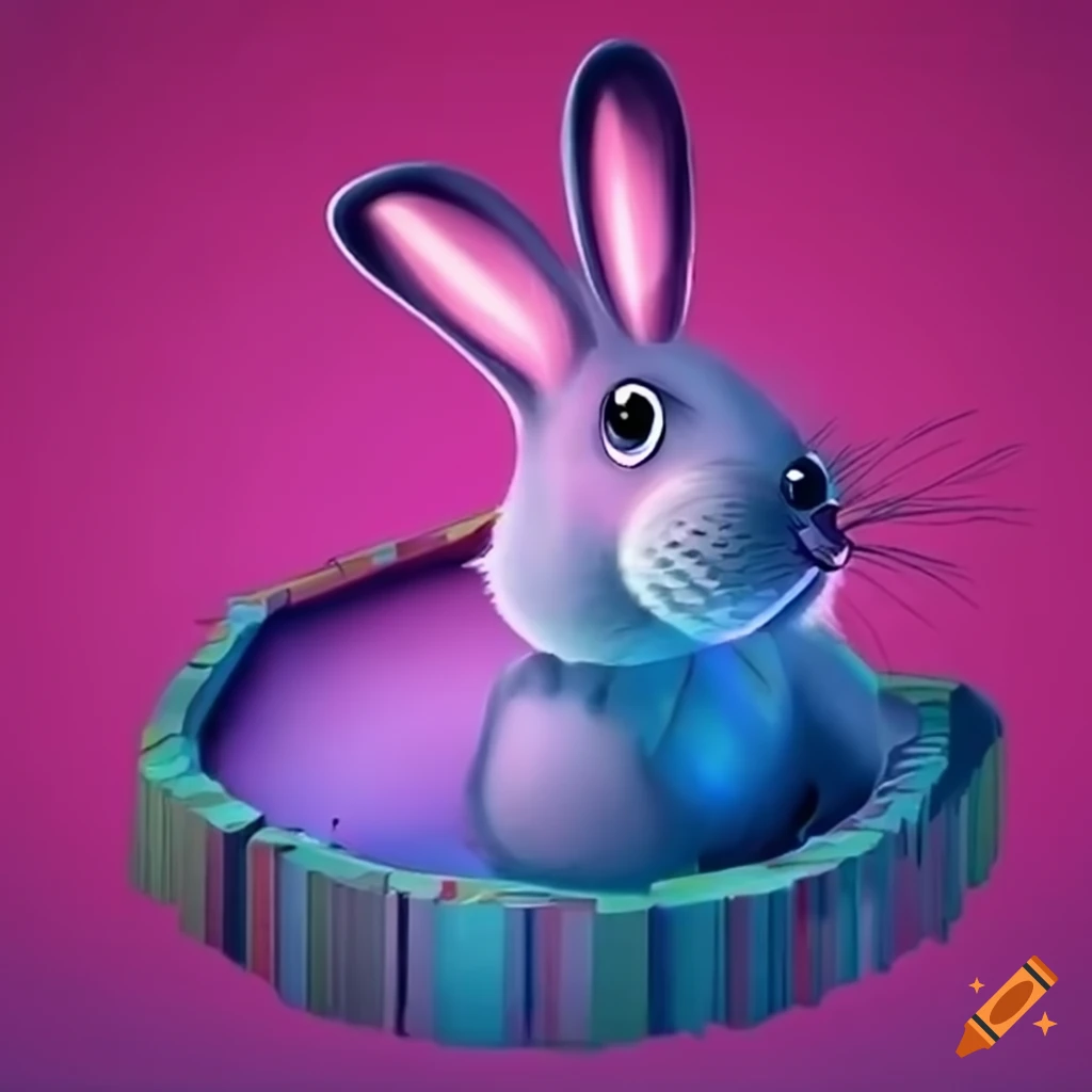 Cartoon character diving into a virtual rabbit hole researching ai on ...