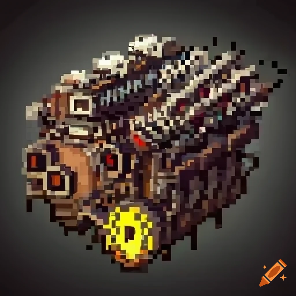 Post-apocalyptic radioactive v8 car engine in detailed pixel art on Craiyon