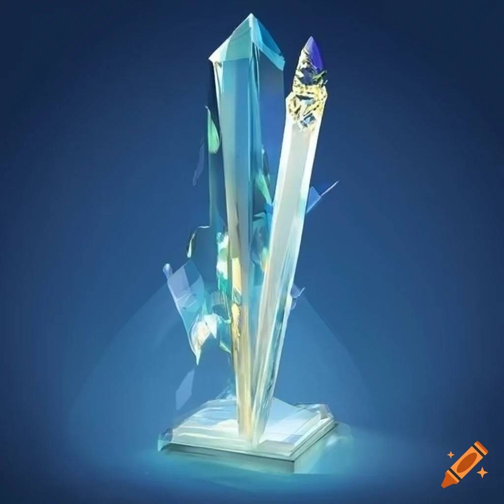 Crystal clear glass sword detailed representation on Craiyon