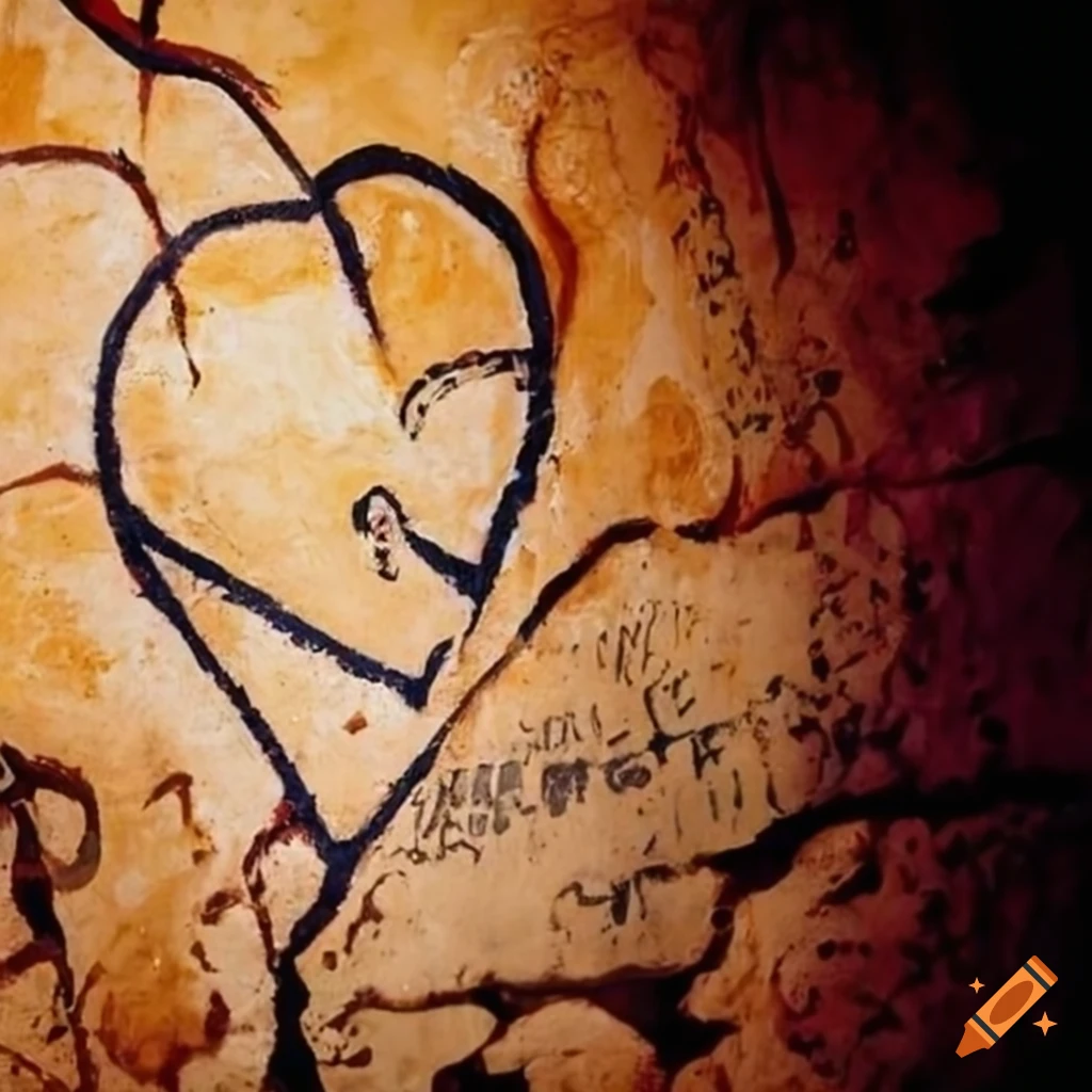 Love message painted on a cave wall on Craiyon