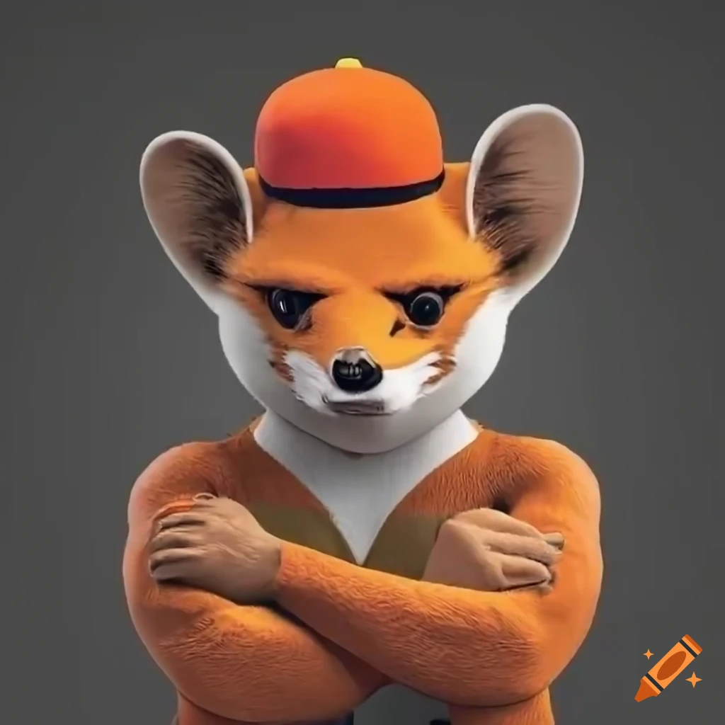Competitive weasel mascot with furrowed eyebrows, orange cap, and ...