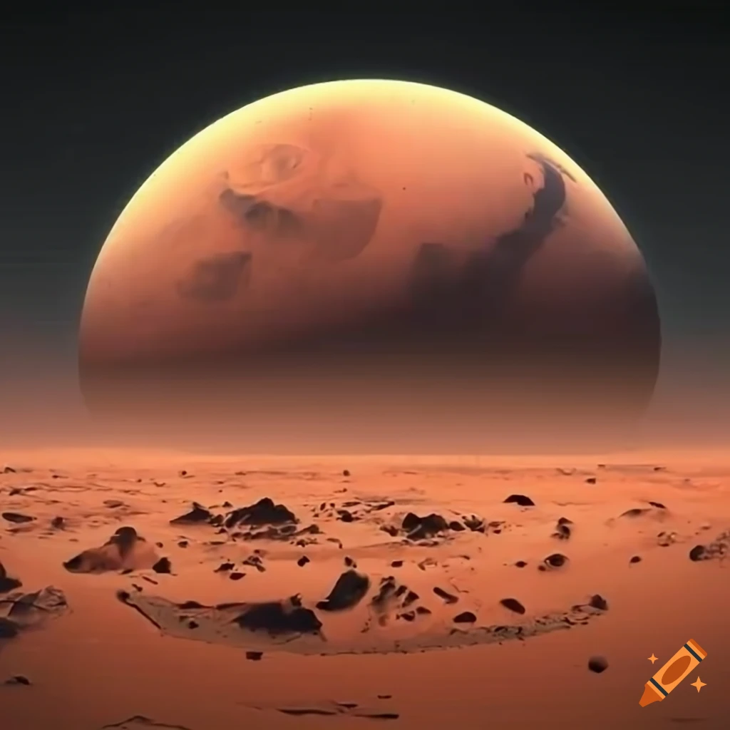 View of the mars landscape from inside a spaceship on Craiyon