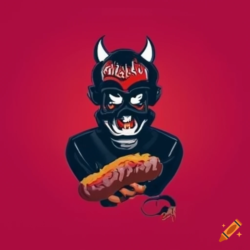 Minimalistic logo for 'Costco Hotdog Dirt Devils' biker gang on Craiyon