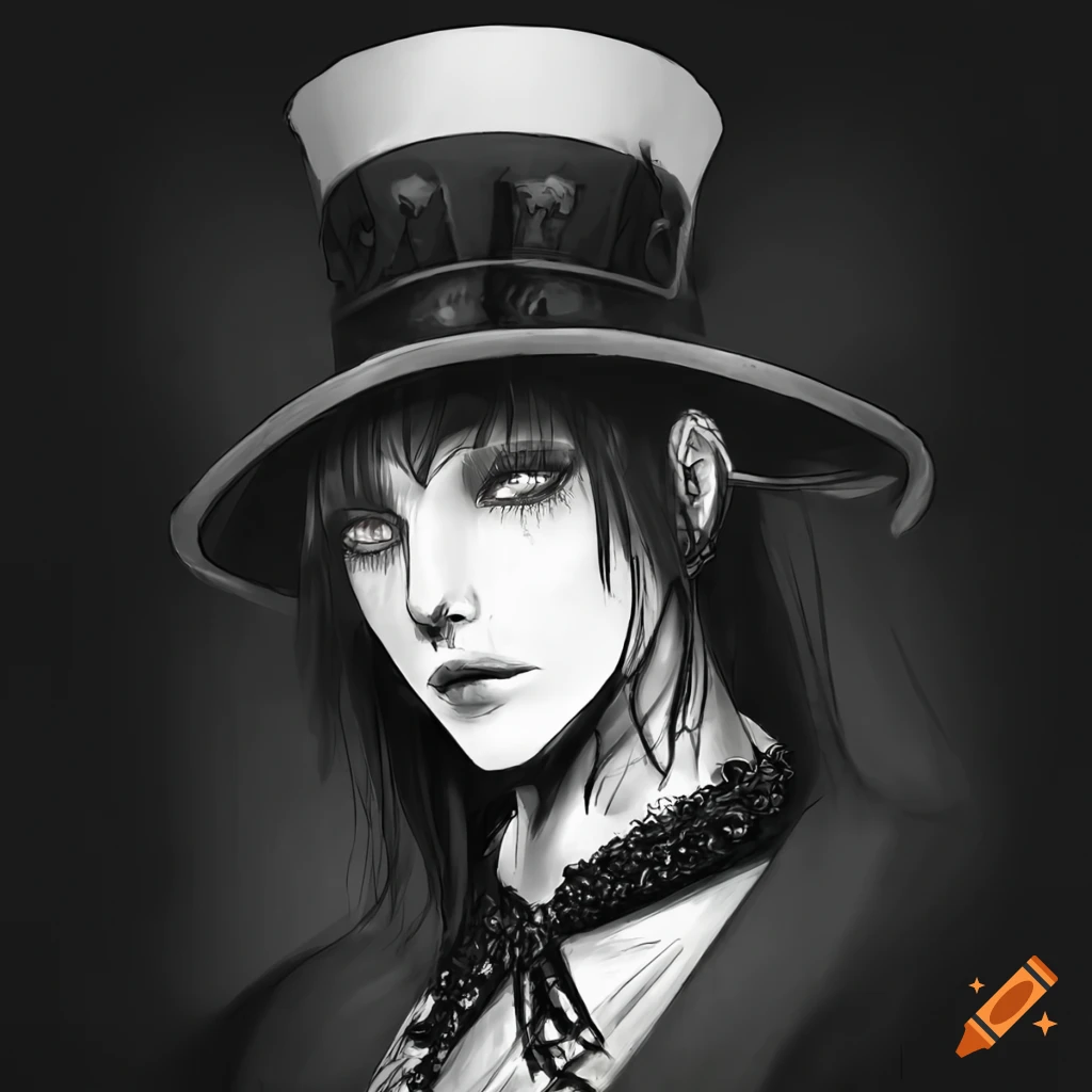 Ghostly goth victorian man in anime style on Craiyon