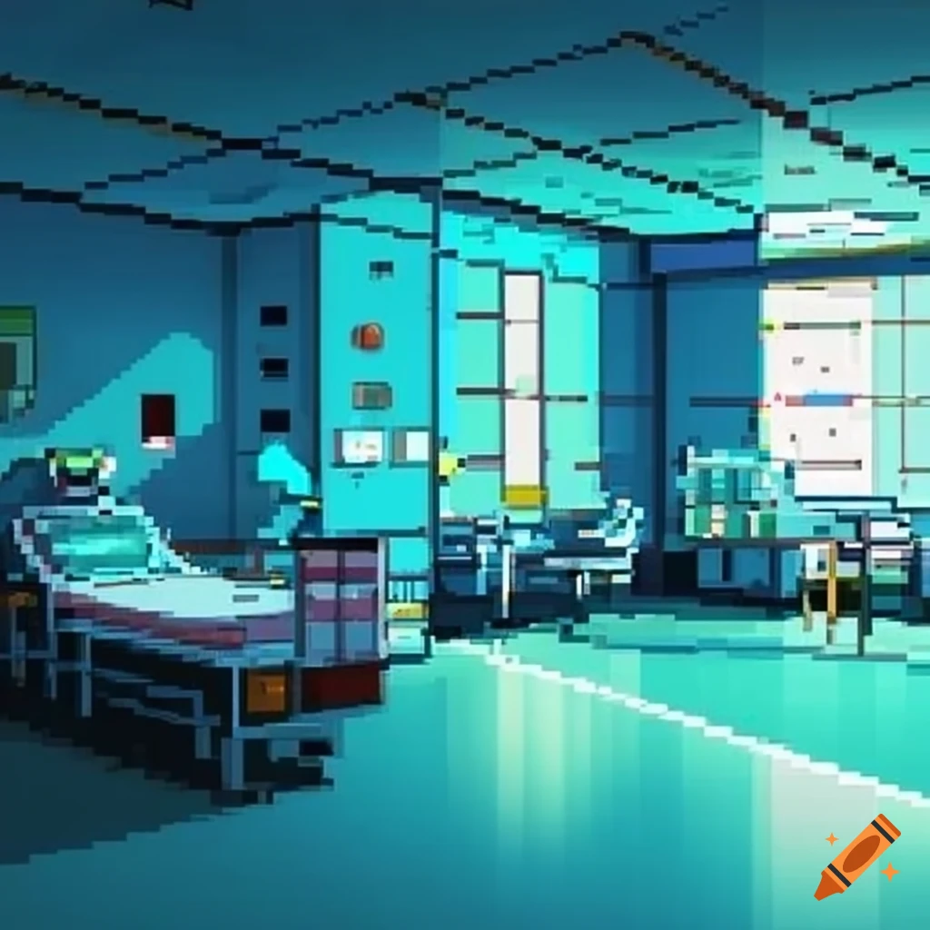 Pixel art of hospital or clinic interior design on Craiyon