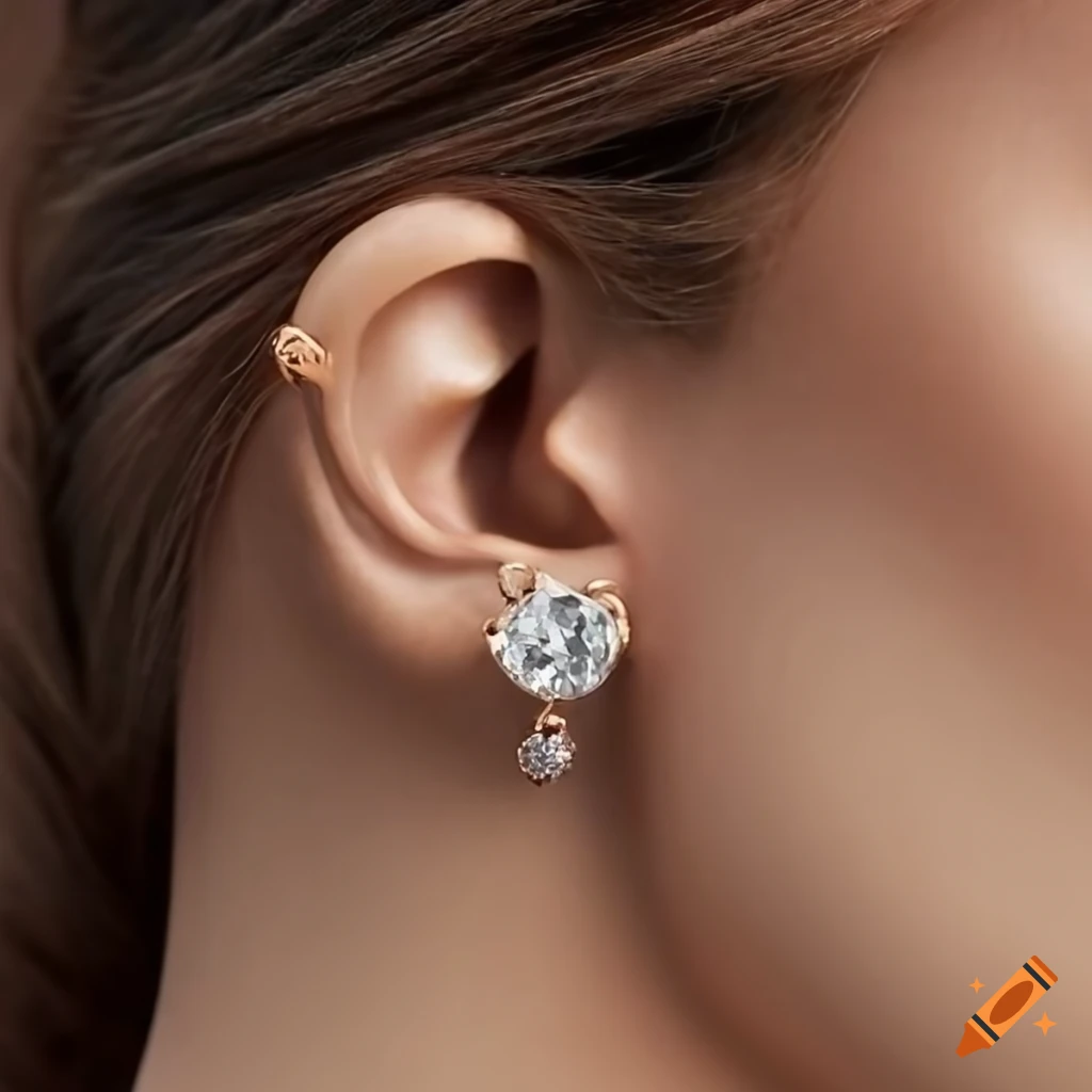 Minimalistic white gold mono earring with cushion cut spinel gemstone ...