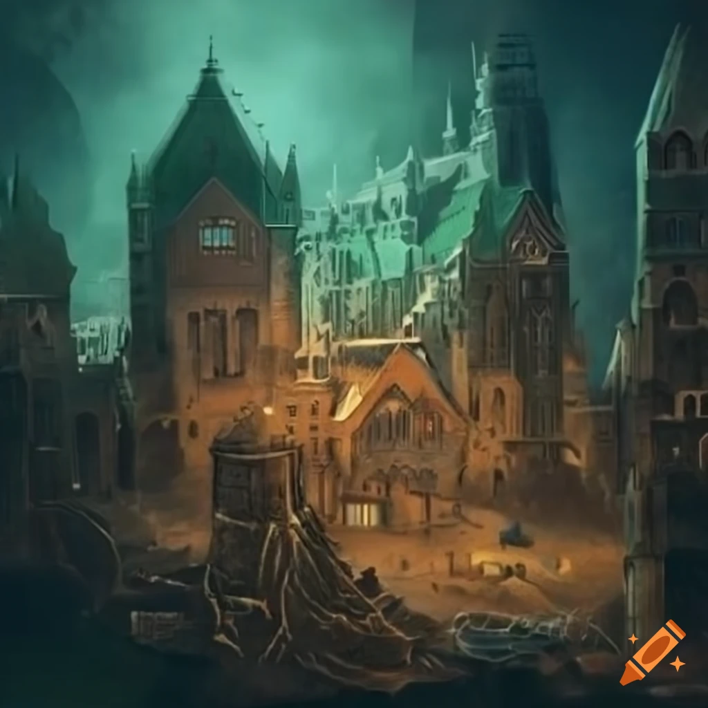 Detailed map of the fictional city of Perdition with medieval and ...