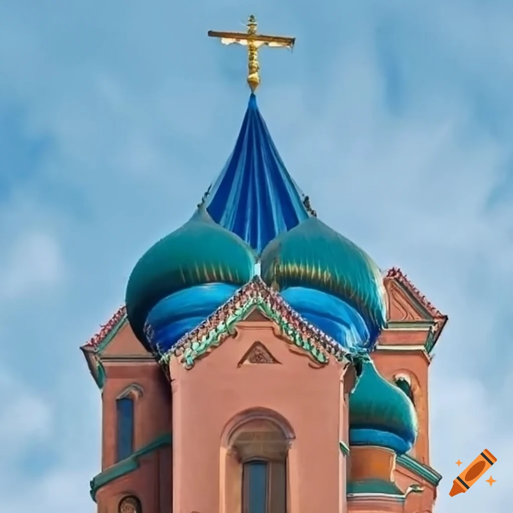 Tall church in a multicultural setting on Craiyon